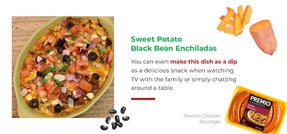 Sweet Potato Black Bean Enchiladas - Premio Foods